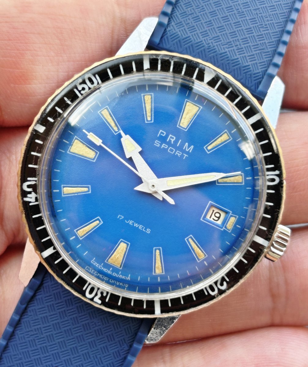 Československé mechanické hodinky PRIM Sport I. gen. Modré. Typ 68 195 ...